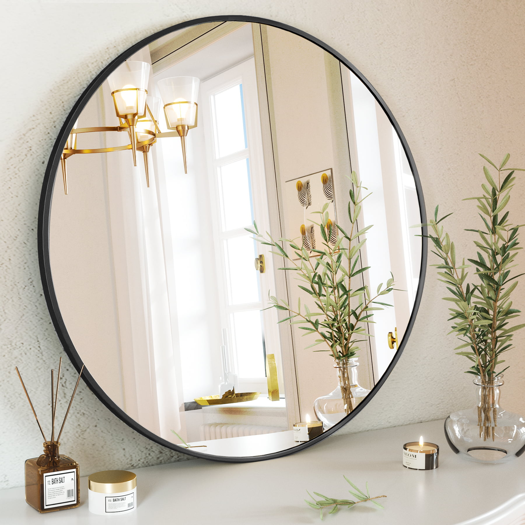 Beautypeak Mirrors: 20" Round Mirror (Black) $35.80, 24" Round Mirror ...