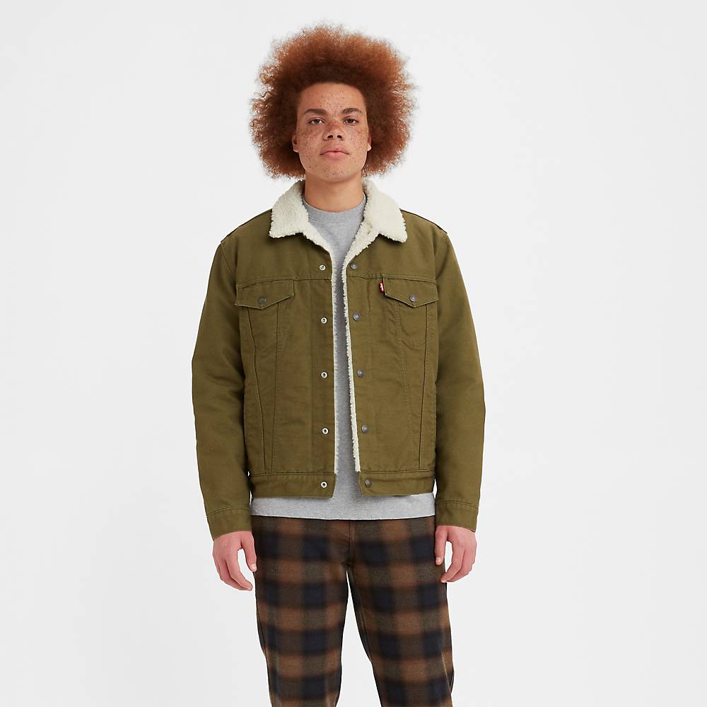 Levi's Men's Type III Sherpa Trucker Jacket (Olive Green) $29 + Free ...