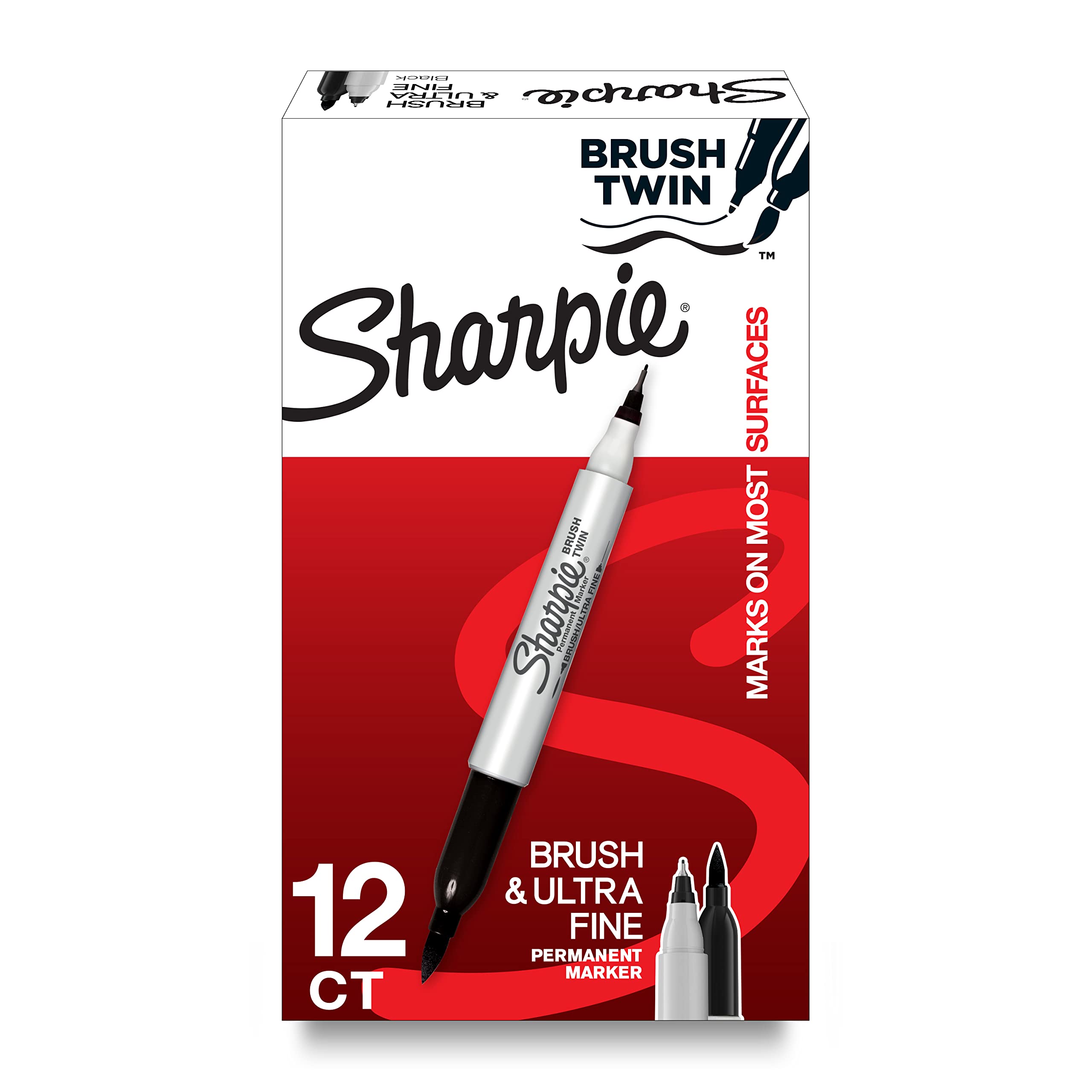 12-Count Sharpie Brush Twin Dual-Ended Permanent Marker (Black) $7.84 ...