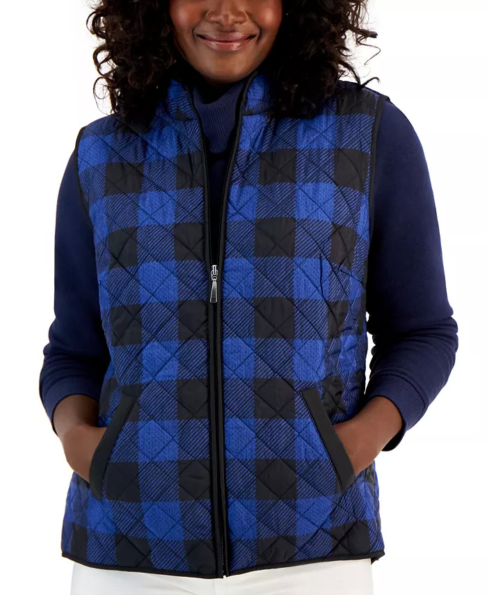 Karen Scott Women's Petite Plaid Puffer Vest (3 Colors) $12.93 + Free ...