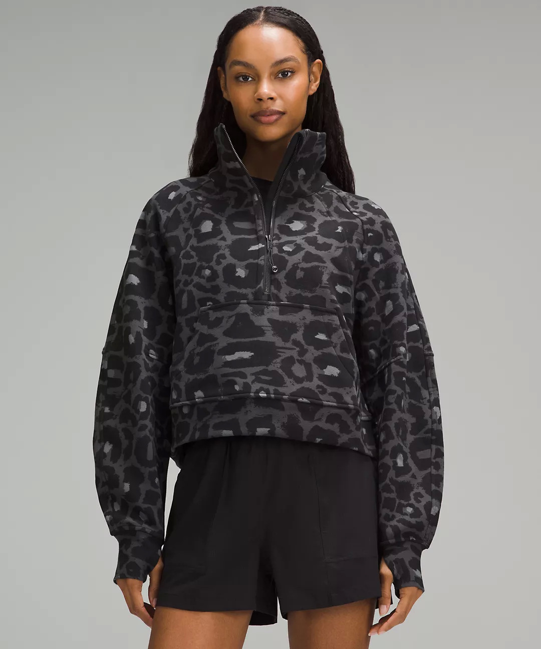 lululemon Women's Scuba Oversized Funnel-Neck Half Zip Sweater (Leopard ...