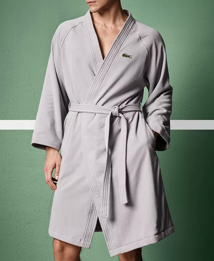 Lacoste Home Men's or Women's Logo Patch 100% Cotton Pique Bath Robe ...