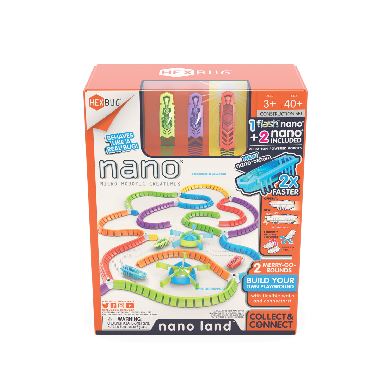 Hexbug Flash Nano Land Robotic Toy Playset w/ 1 Nano Flash & 2 Hexbug ...