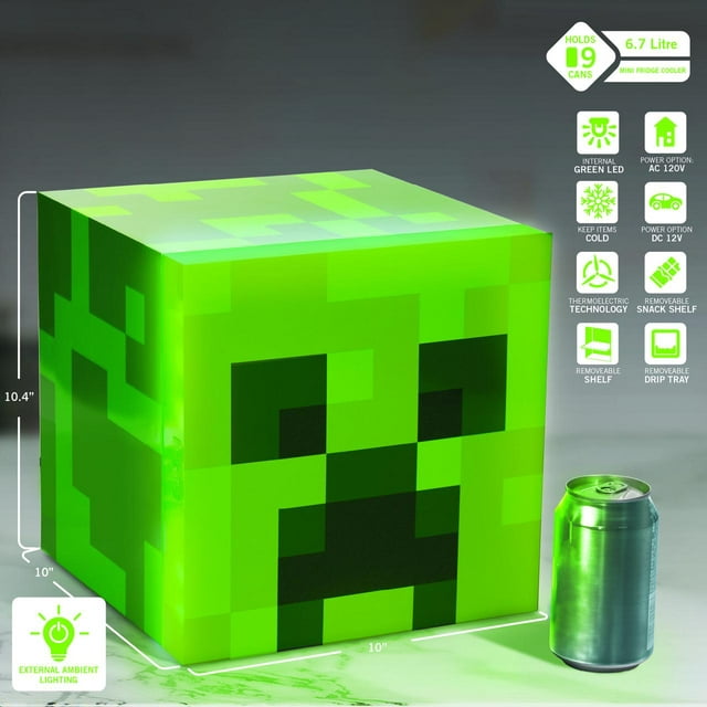 6.7-Liter 9-Can Minecraft Mini Fridge (Green Creeper or Red TNT) $30 ...