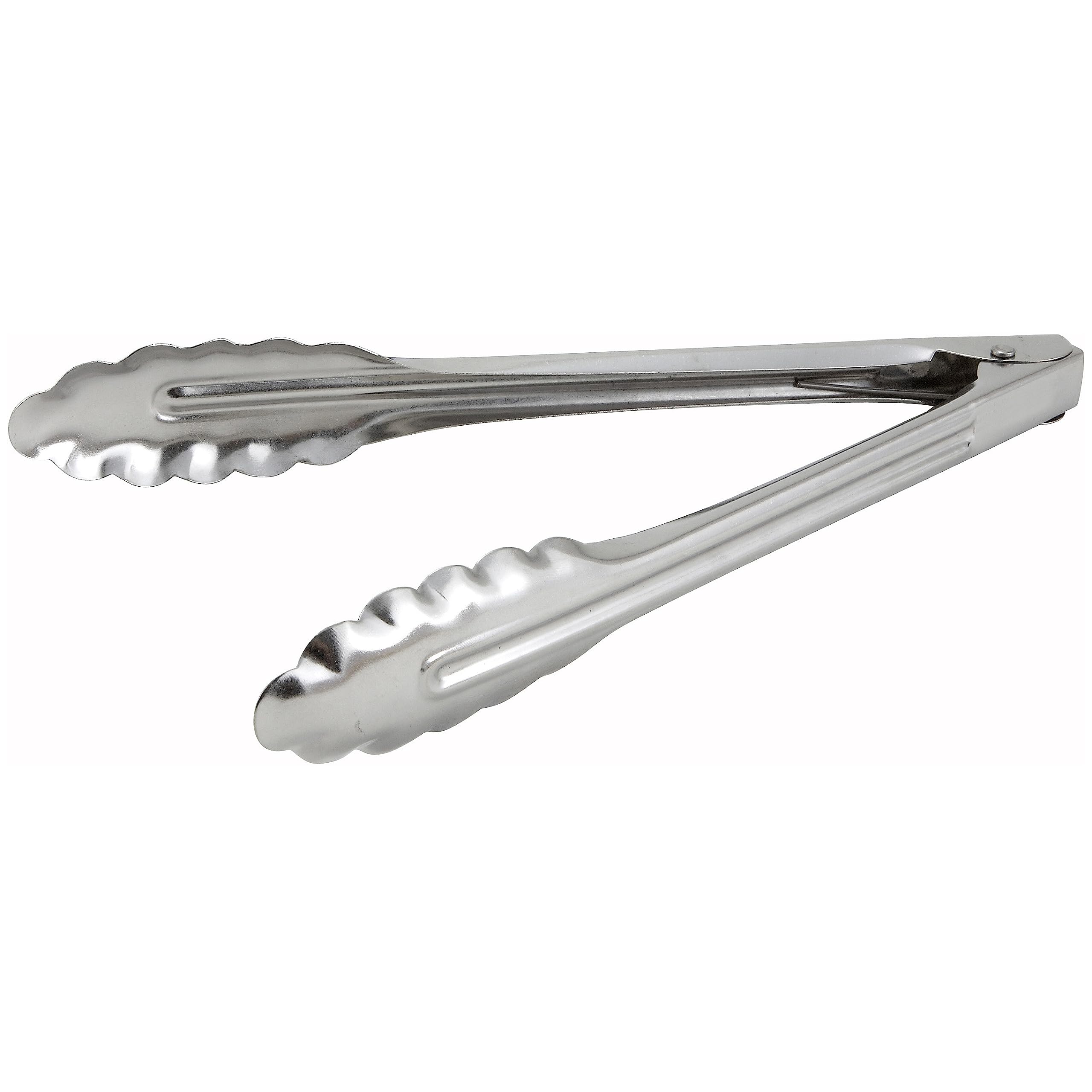 9" Winco Coiled Spring Stainless Steel Utility Tongs
