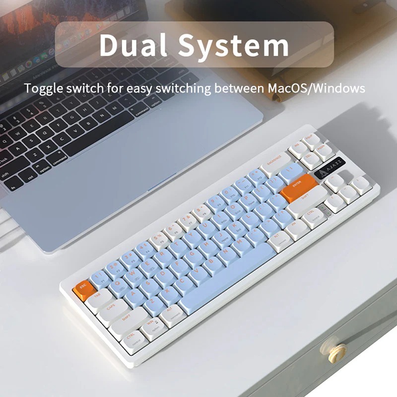 Ajazz AKL680 Wireless Low Profile Mechanical Keyboard (White/Brown ...