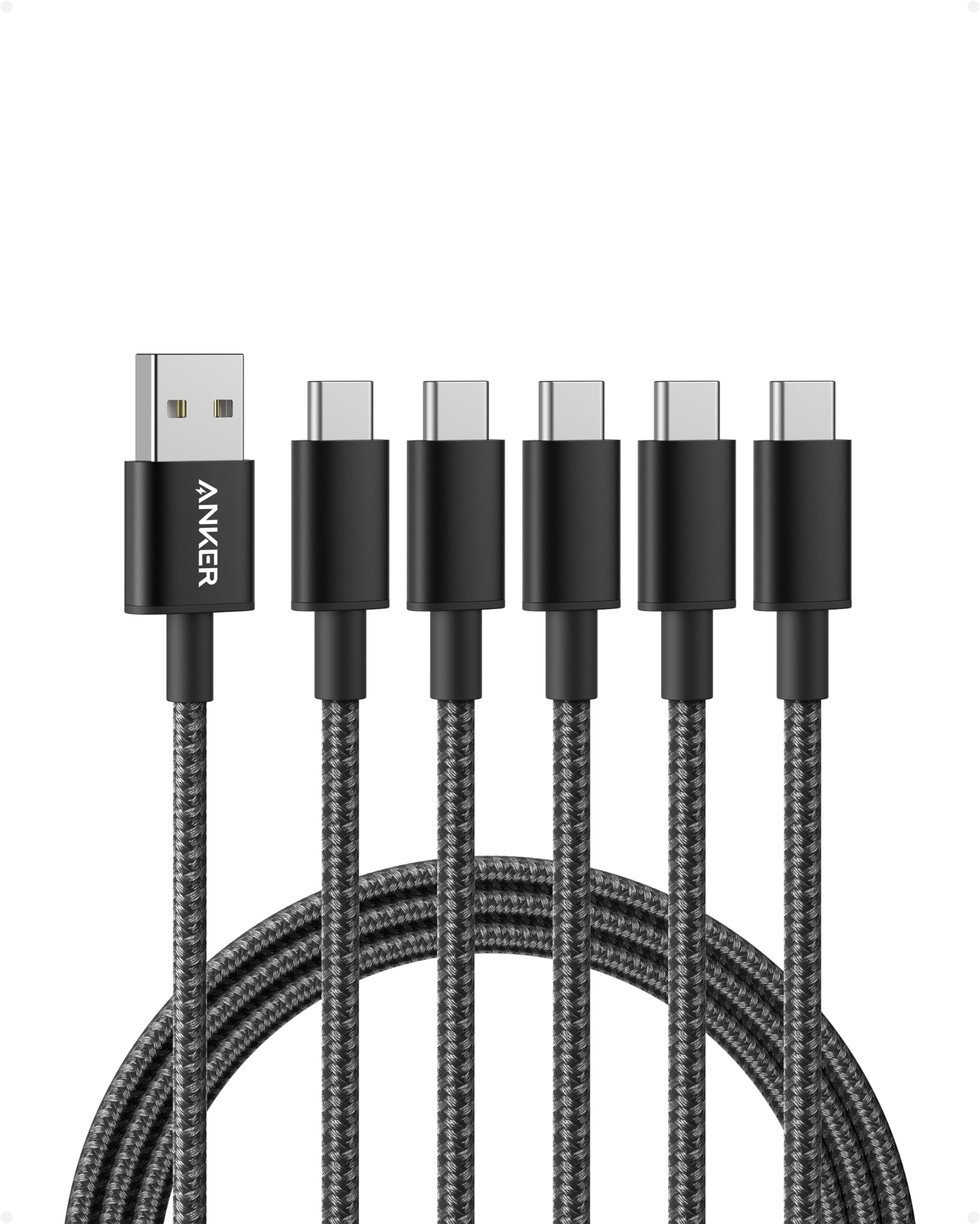 5 Pack Of 6 Anker Nylon USB A To USB C Charger Cables