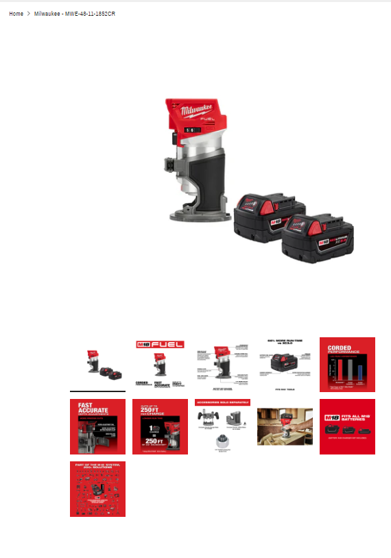 Milwaukee M18 FUEL Router w/ 2-Pack 18V 5AH Batteries $199 + Free Shipping