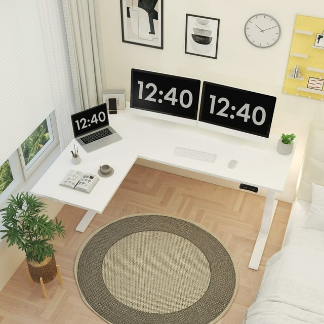 FlexiSpot 71"x48" L Shaped Height Adjustable Standing Desk Dual Motor ...