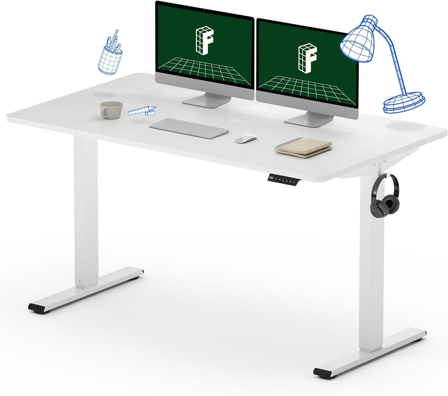 FLEXISPOT 55”x 28” Whole-Piece Height Adjustable Standing Desk w ...