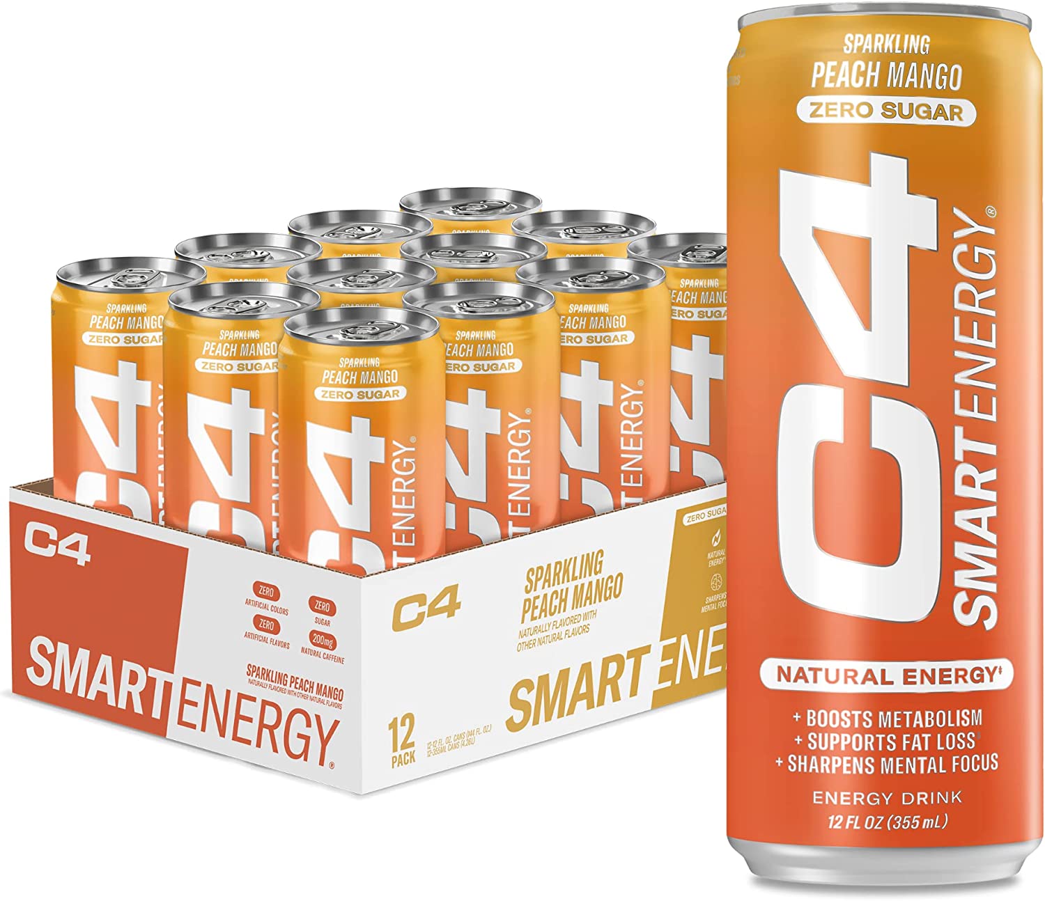 12-Pack 12-Oz C4 Smart Energy Drink (Peach Mango Nectar)