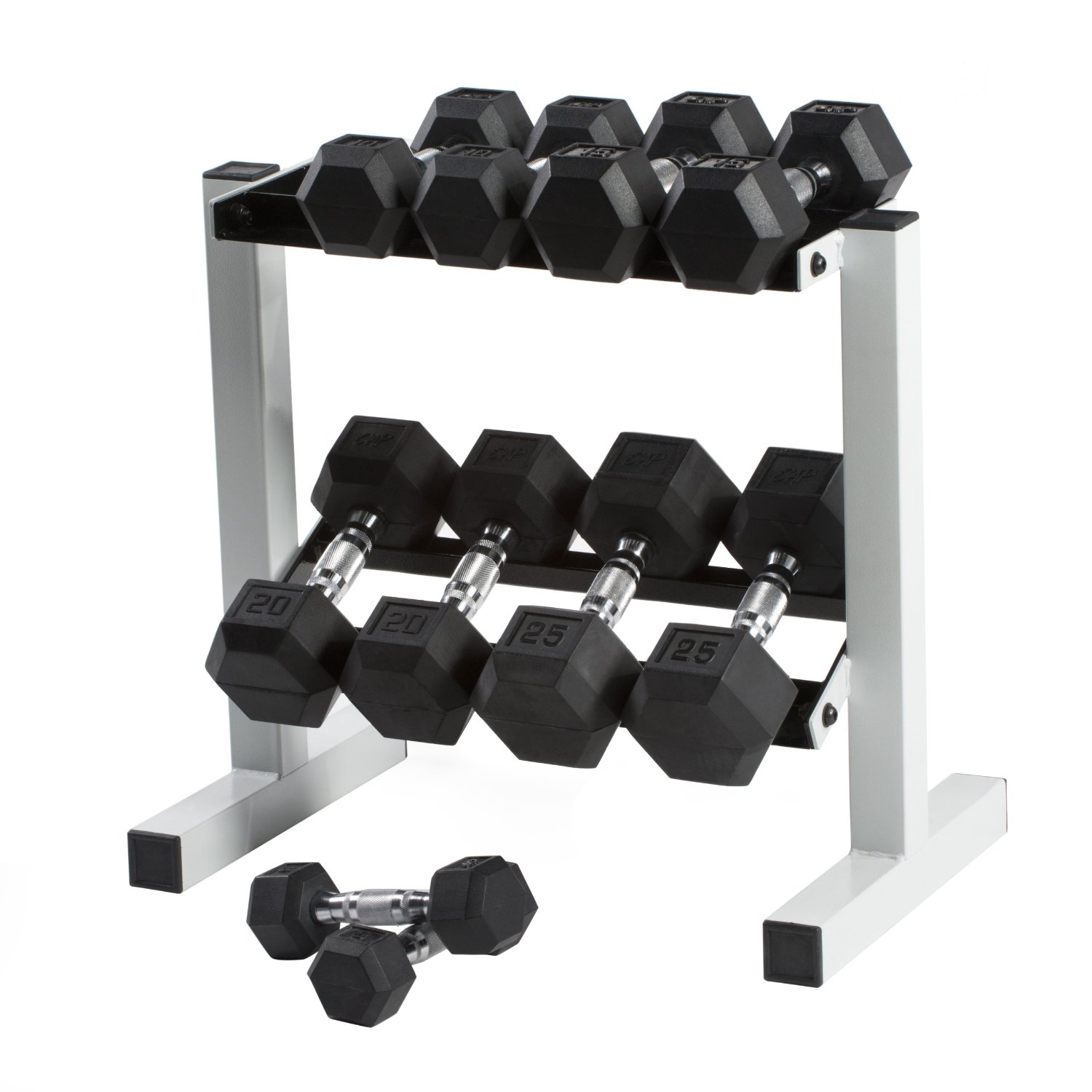 150 Pound CAP Barbell Cast Iron Rubber Hex Dumbbell Set Page 3