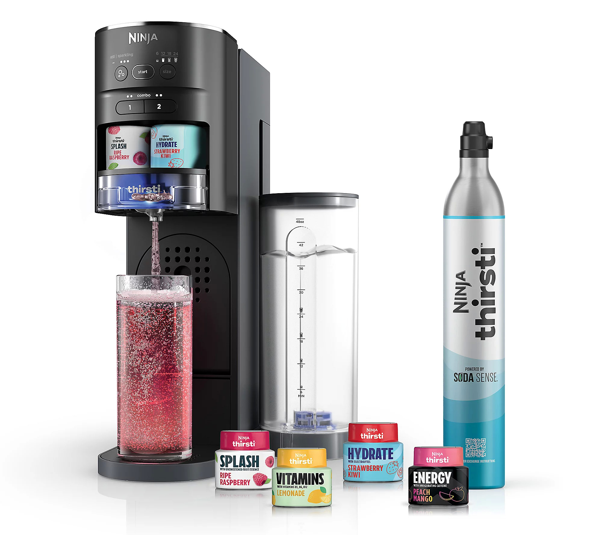 Ninja Thirsti Sparkling & Still Drink System w/ 48-Oz. Reservoir, CO2 ...