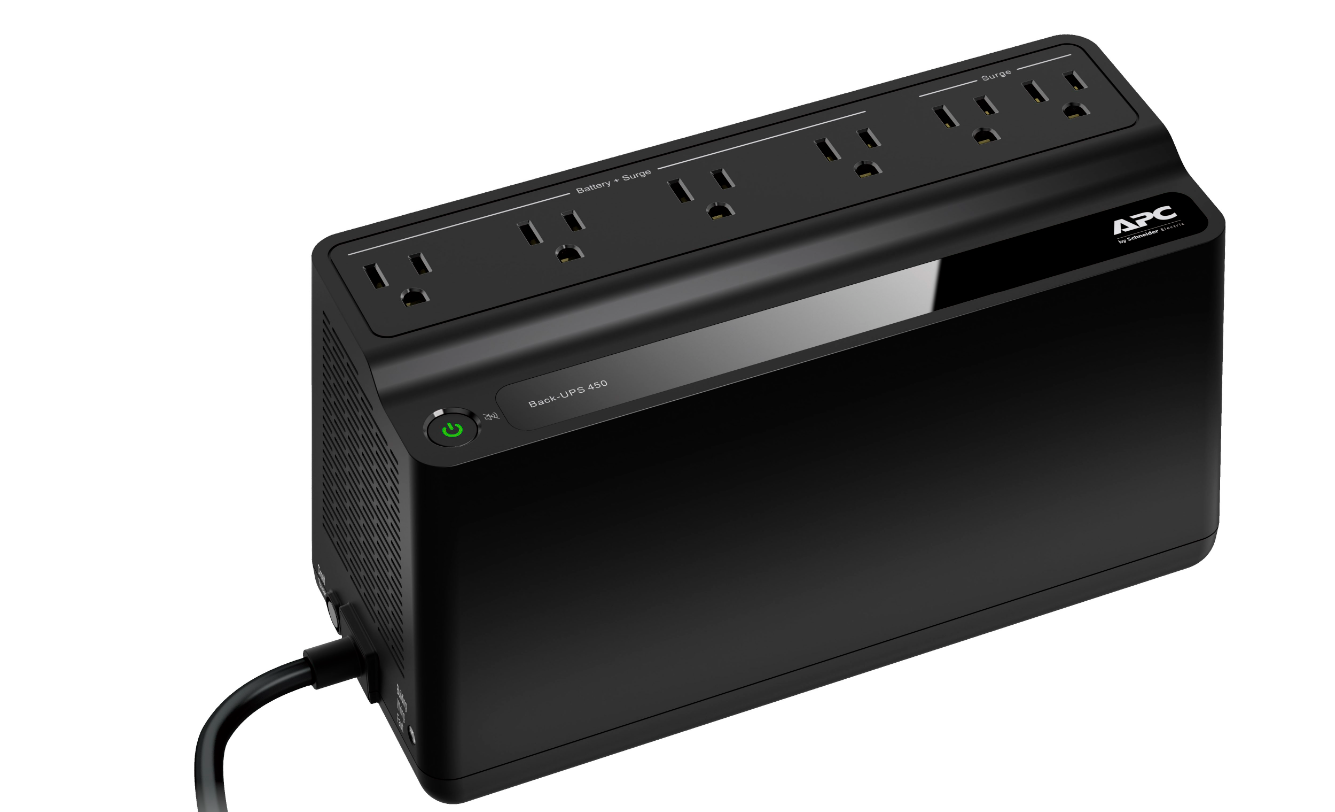 APC 450VA Back-UPS 6-Outlet Surge Protector & Battery Backup APC 450VA Back-UPS 6-Outlet Surge Protector & Battery Backup