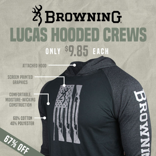 Browning Lucas Hooded Crew $9.85 + Free Ship $25+