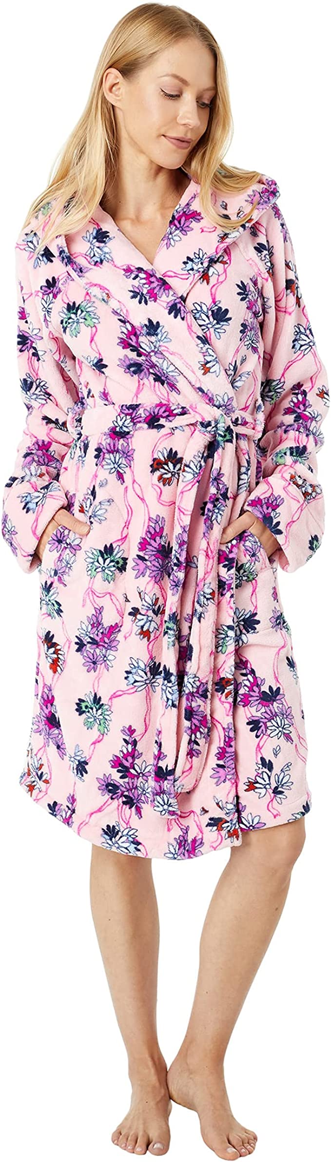 Vera Bradley Women's Plush Fleece Robe (Hope Blooms Light Pink) $26 ...