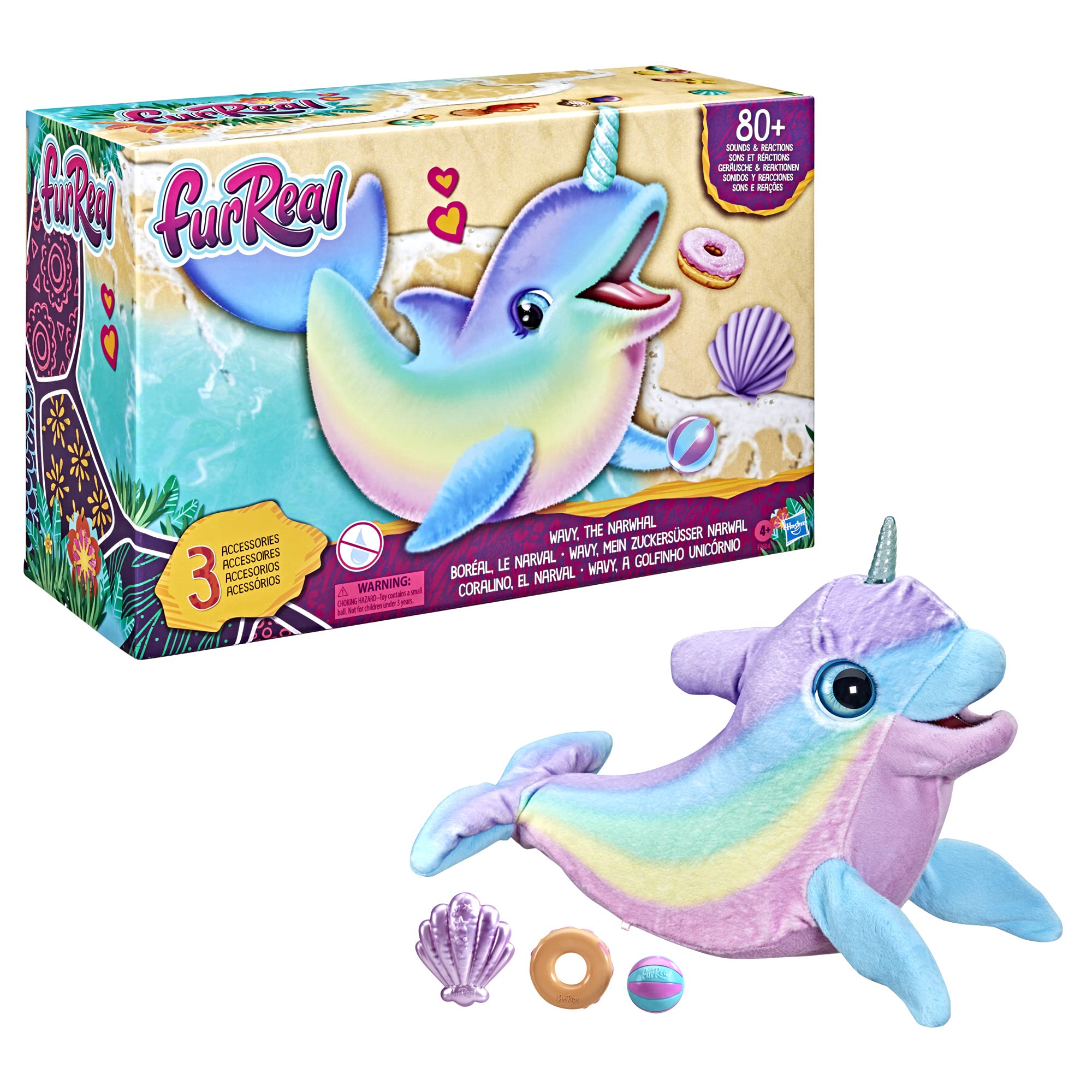Prime Members: FurReal Wavy The Narwhal Interactive Animatronic Plush ...