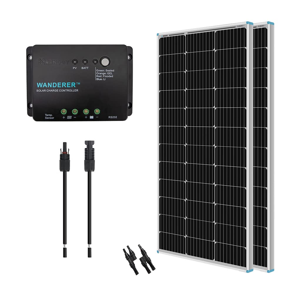 200W Renogy 12V Monocrystalline Solar Panel Bundle (2x 100W Panels)