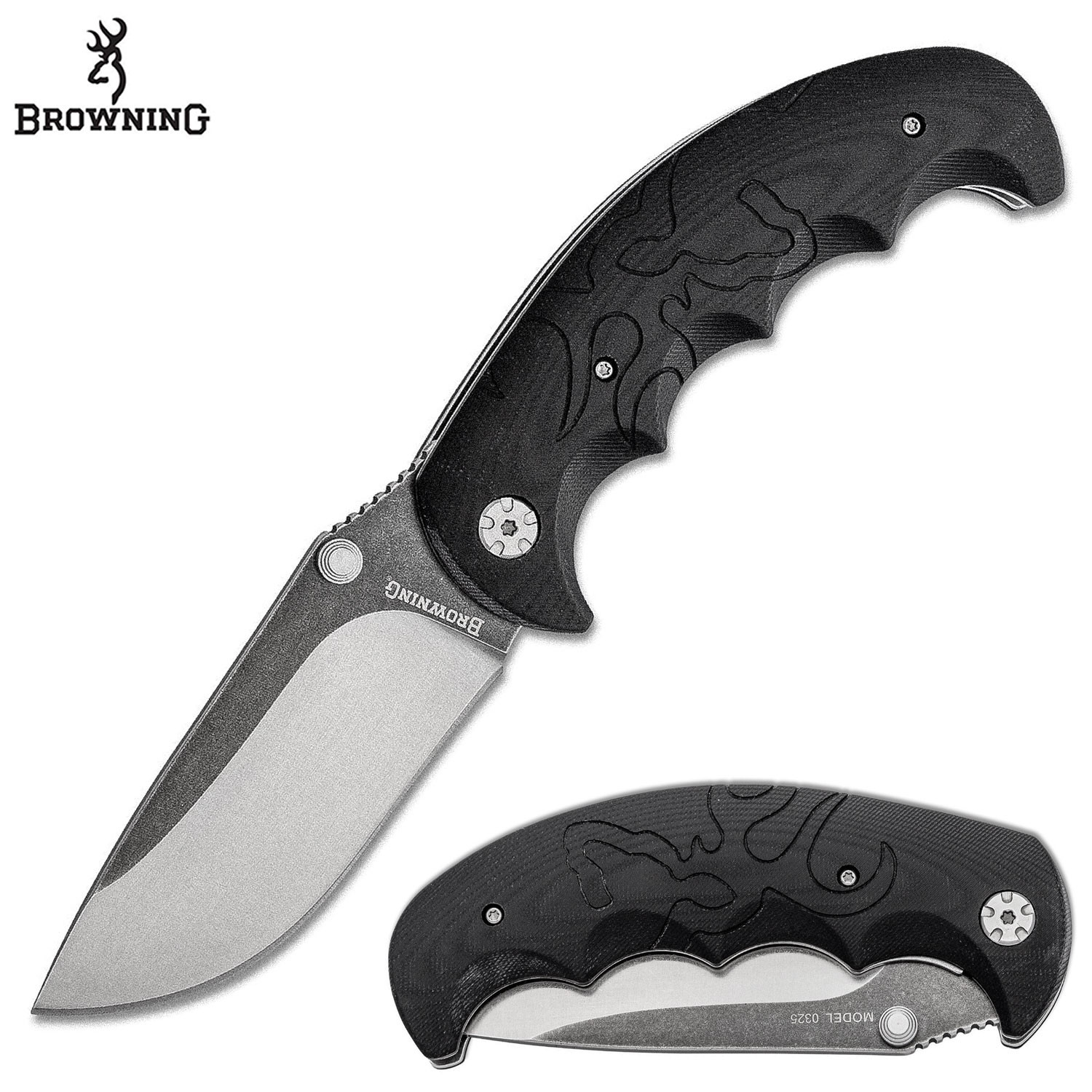 Browning Primal Drop Point Folding Knife (Black) $17 + Free Shipping