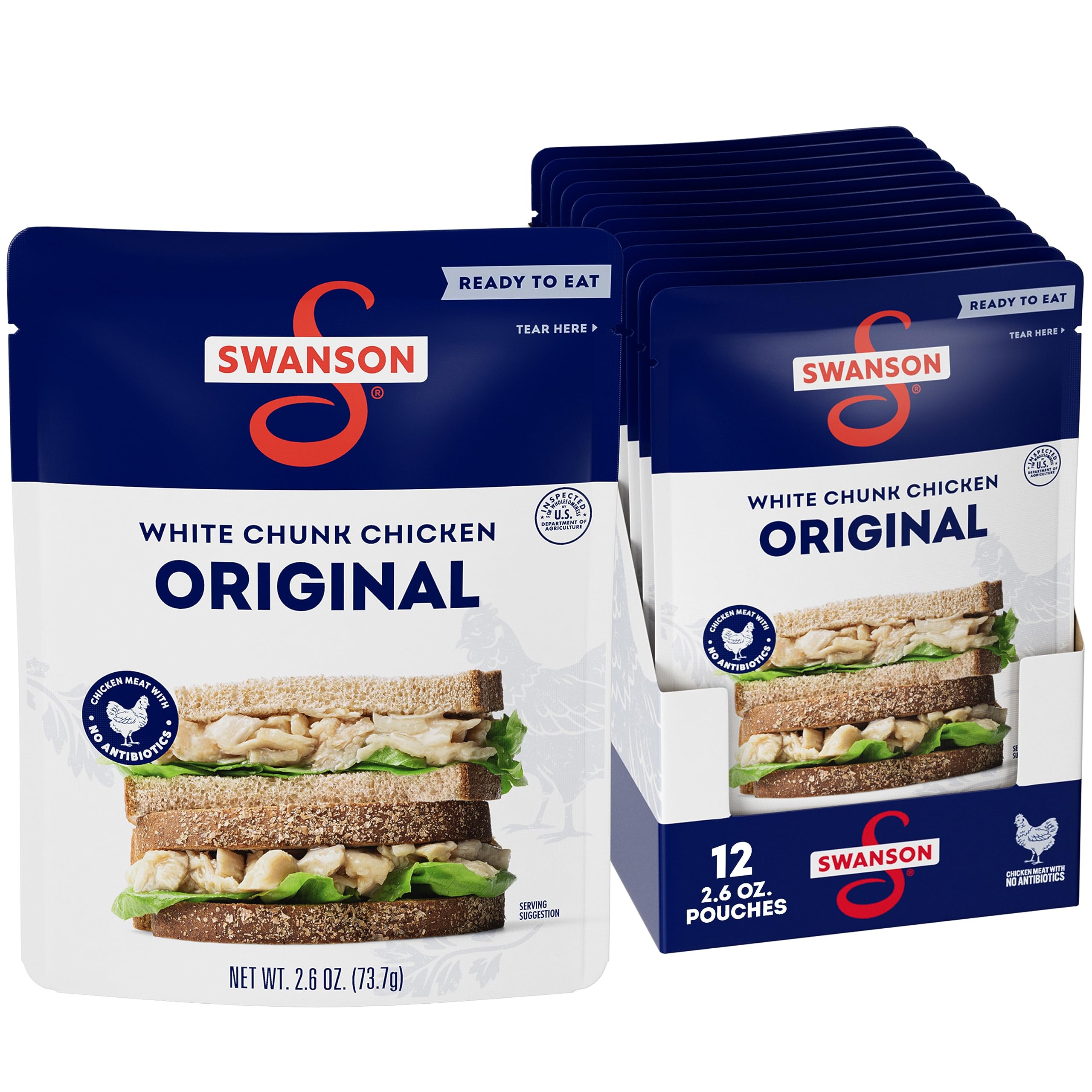 12-Pack Swanson Original White Chunk Fully Cooked Chicken, Ready to Eat ...