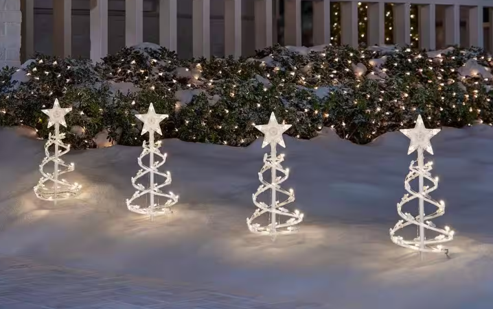 Set of 4 - 18 in. Warm White Spiral Tree LED Pathway Lights $12.49 ...