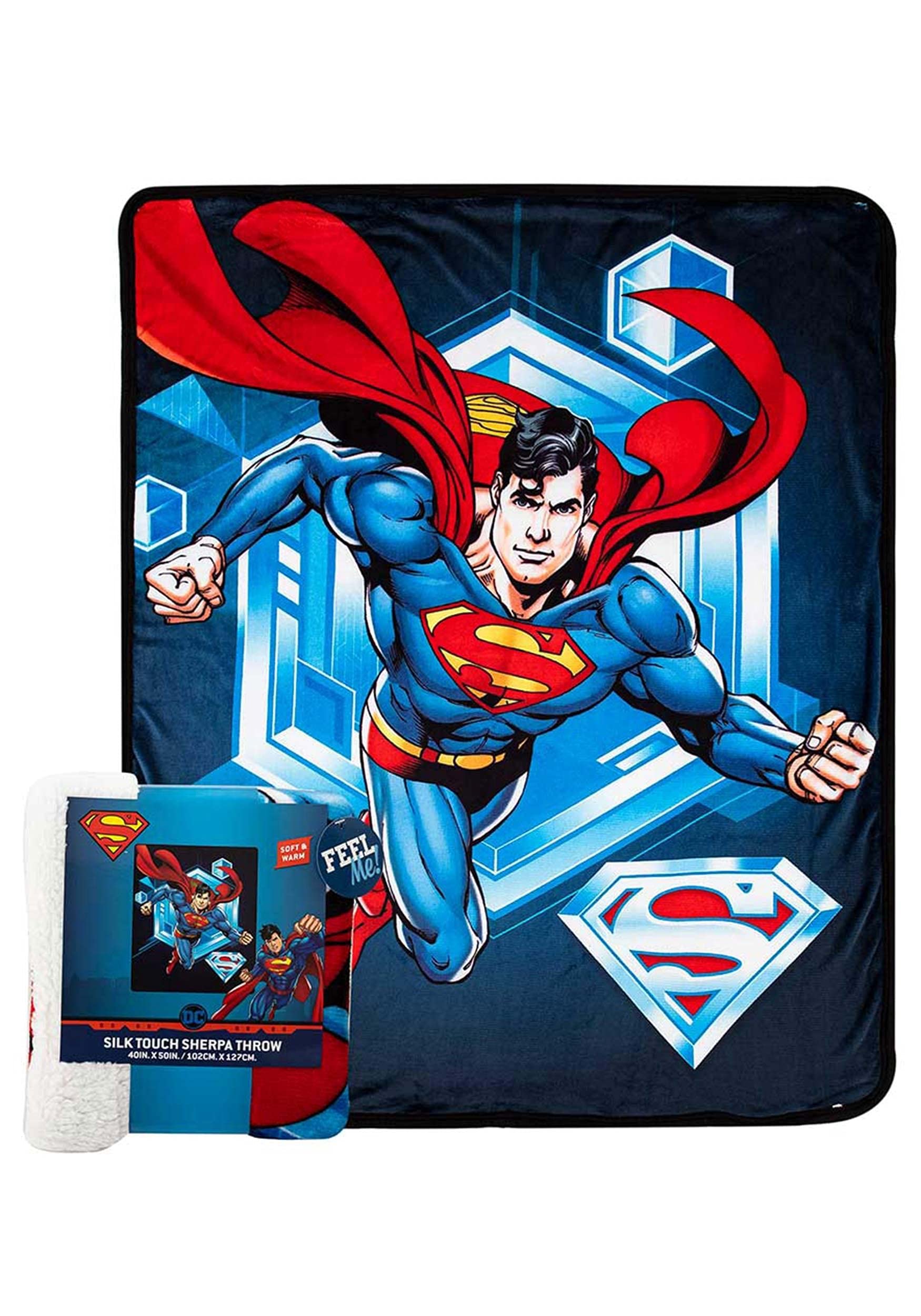 40" x 50" Superman to The Rescue Silk Touch Sherpa Throw Blanket, Red ...