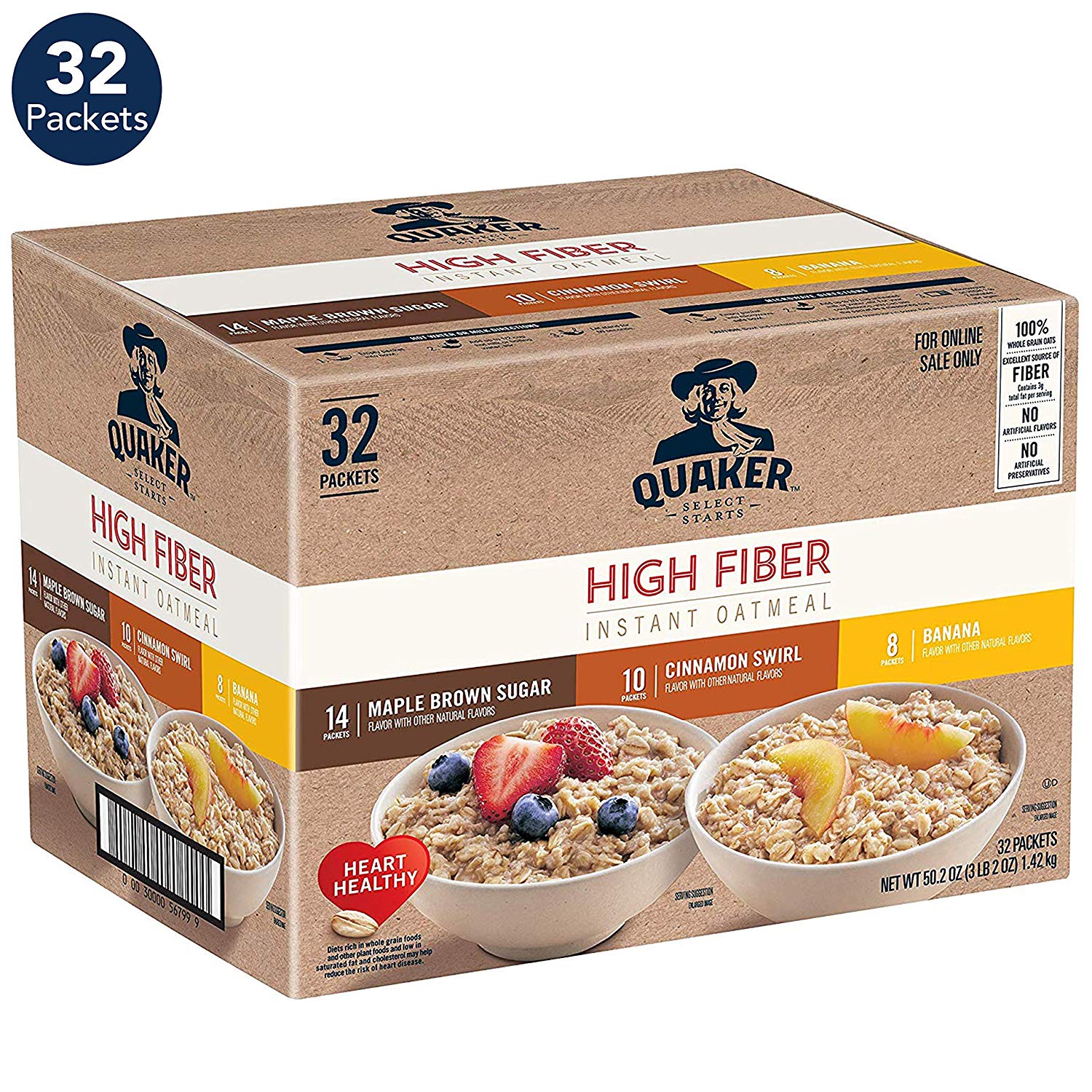Quaker High Fiber Instant Oatmeal Maple Brown Sugar Nutrition Facts ...