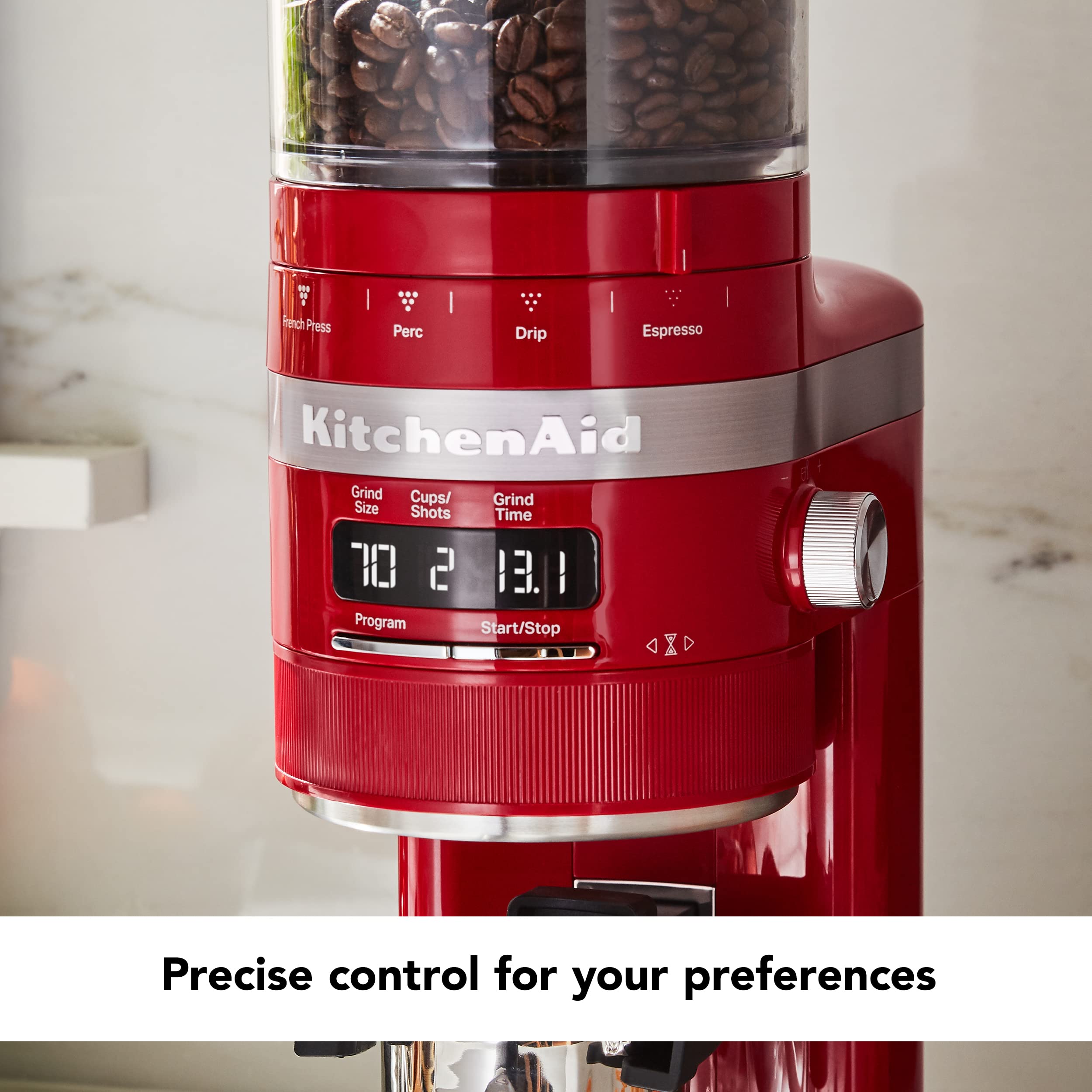 KitchenAid Burr Coffee Grinder KCG8433 Empire Red Matte Charcoal