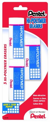 3-Pack Pentel Hi-Polymer Large Block Eraser (White) $1.64 + Free ...