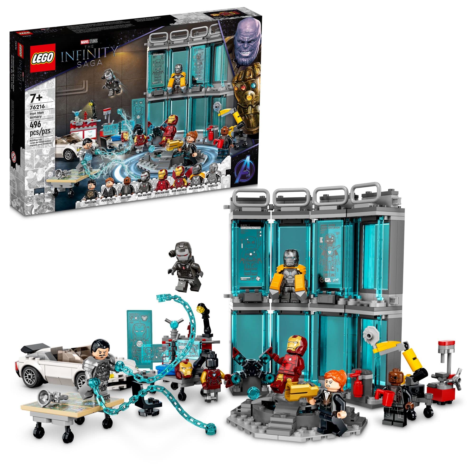 496-Piece LEGO Marvel Iron Man Armory Avengers Buildable Playset w/ 8 ...