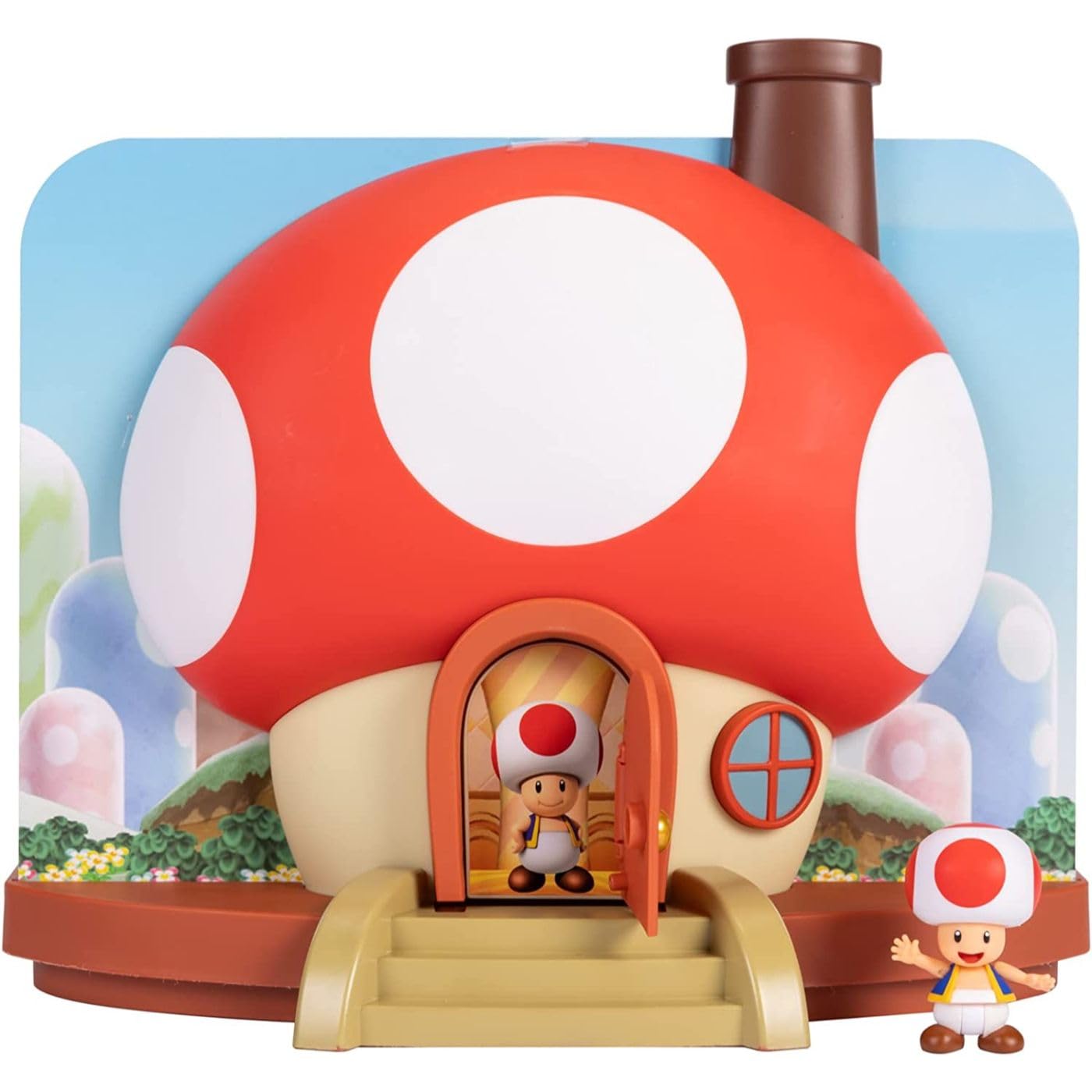 Super Mario Deluxe Mushroom House Playset w/ 2.5" Toad Action Figure ...