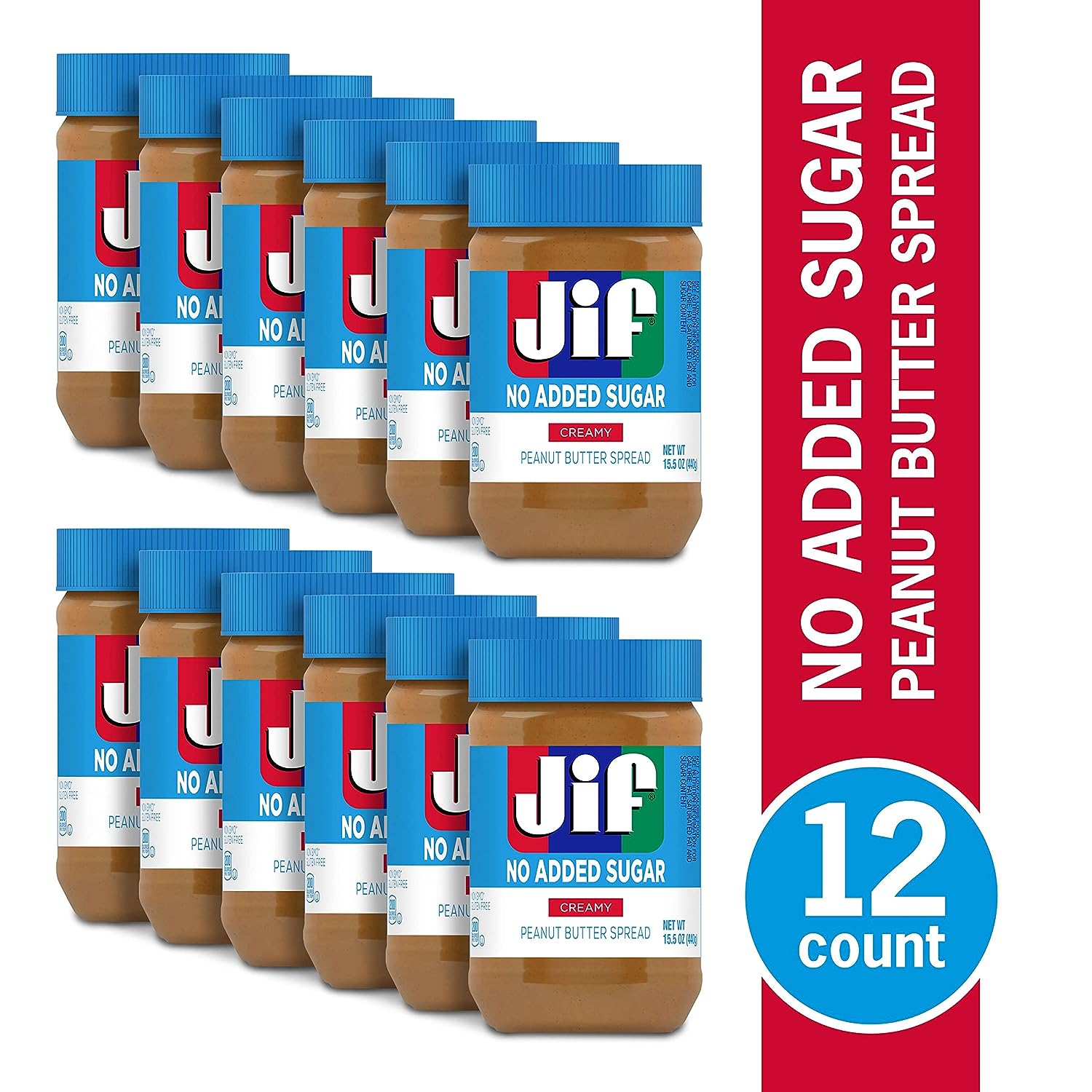12-Ct 15.5-Oz Jif No Added Sugar Creamy Peanut Butter Spread $26.21 ($2 ...