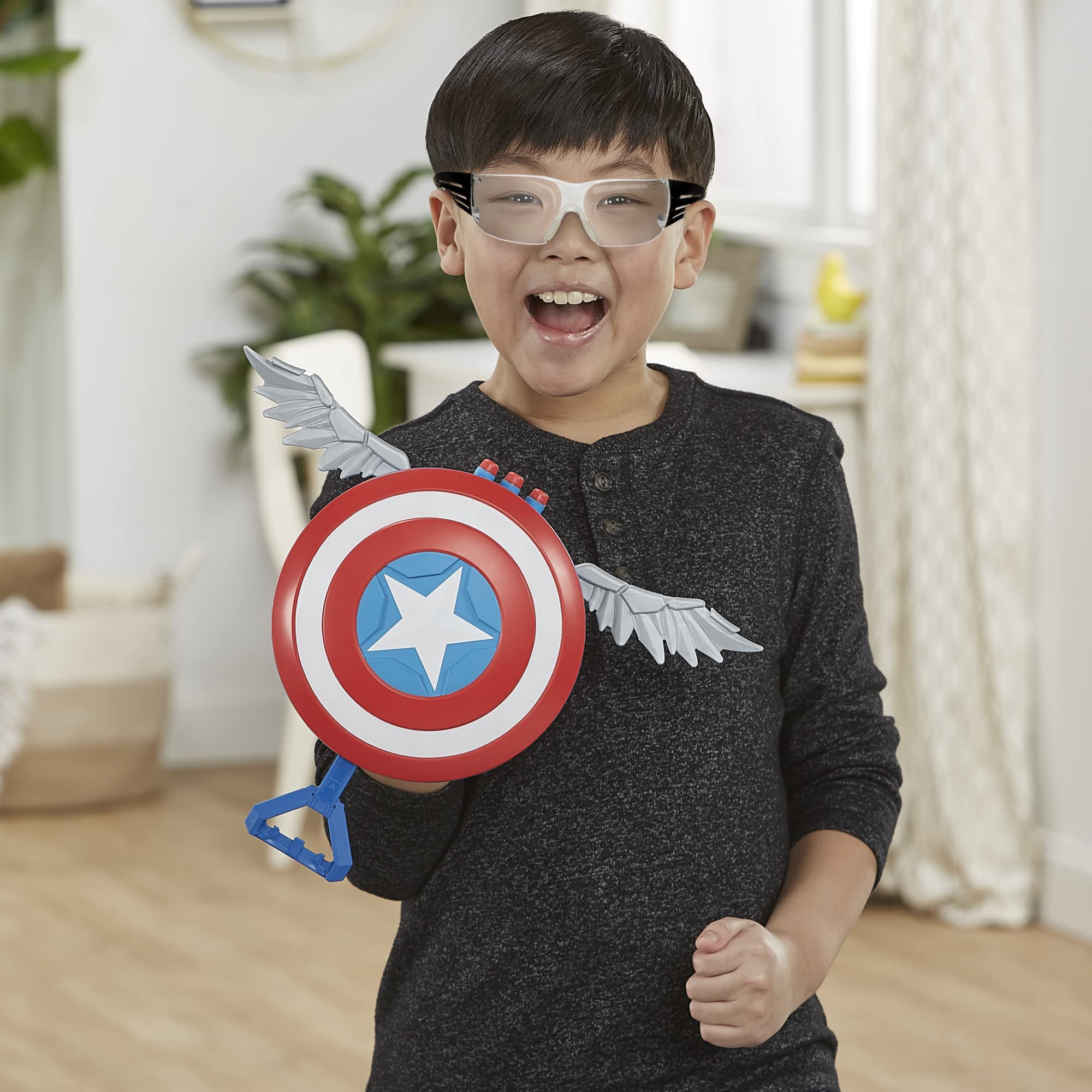 Marvel Mech Strike Nerf Captain America Redwing Blaster with 3 Darts $9 ...