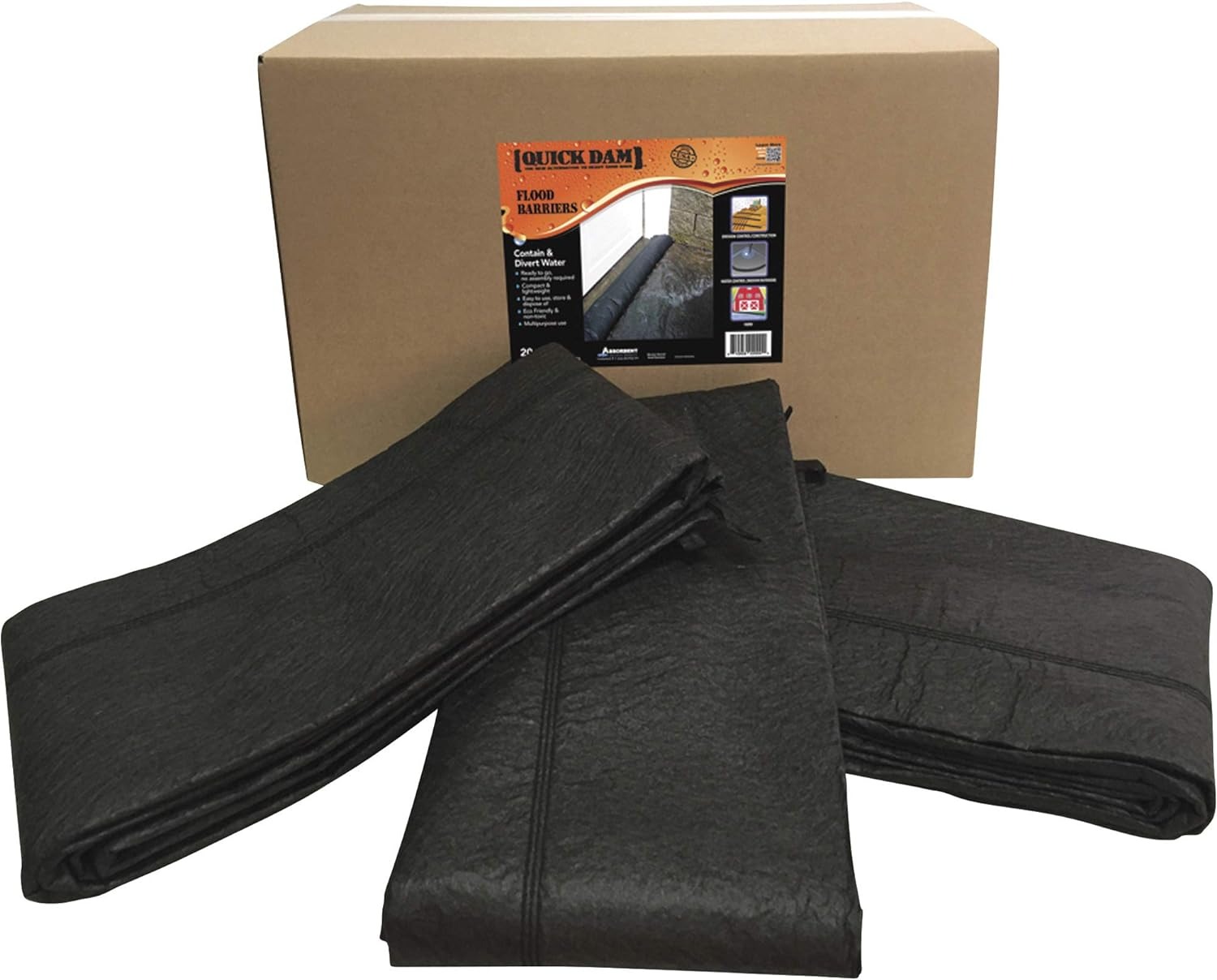 Quick Dam QD610-12 Water-Activated Flood Barrier-10 Feet-12/Pack, 12 ...