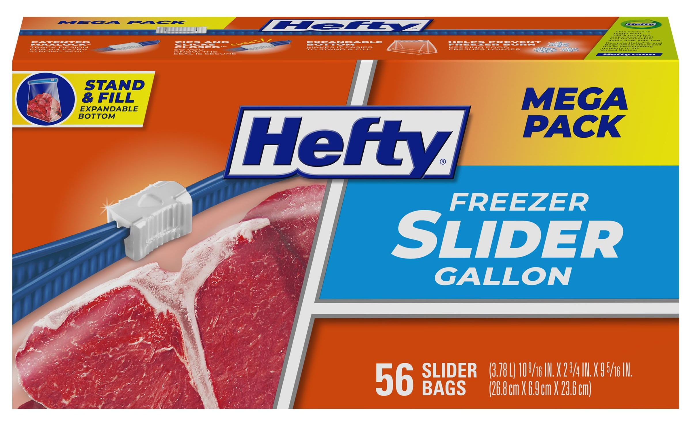 56-Count Hefty Slider Freezer Storage Bag w/ MaxLock Zipper (Gallon Size)