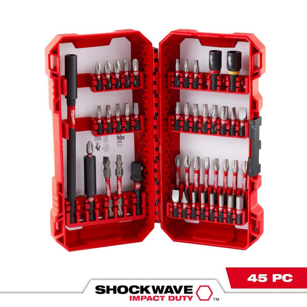 Milwaukee SHOCKWAVE Impact Duty Alloy Steel Screw Driver Bit Set (45-Piece) $22 at Home Depot