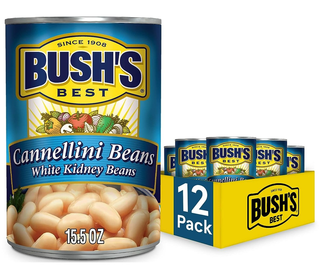 12-Pack 15.5-Oz Bush's Best Cannellini Beans Cans