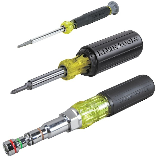 Klein Tools 3-Piece Rubber Handle Assorted Multi-bit Screwdriver Set in ...