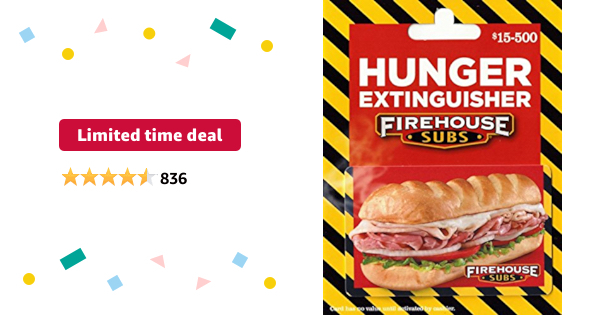 Firehouse Subs $50 Gift Card - $40 - Amazon Lightning Deals - $40