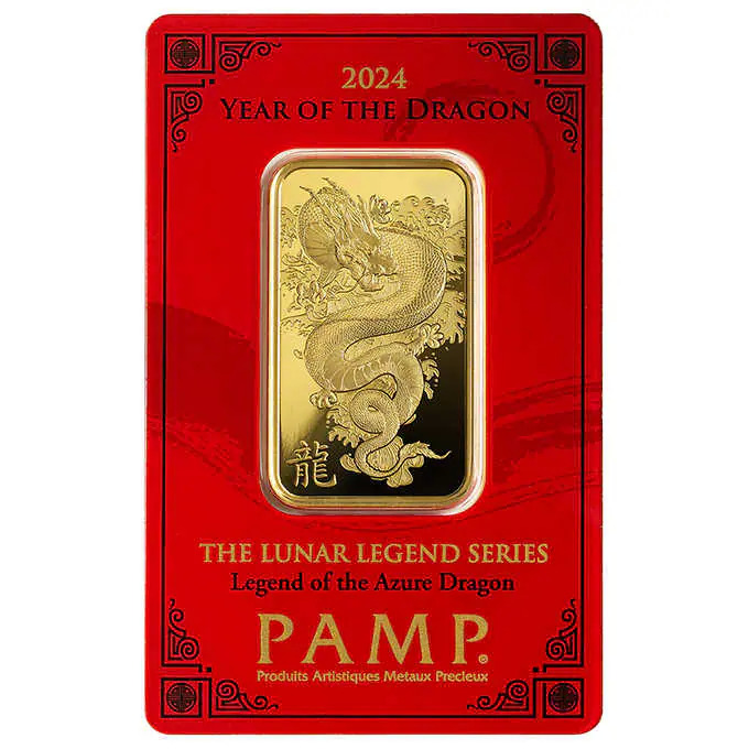 Get PAMPed 1oz Gold Bar Costco 2029 PAMP Lunar Legends Azure Dragon