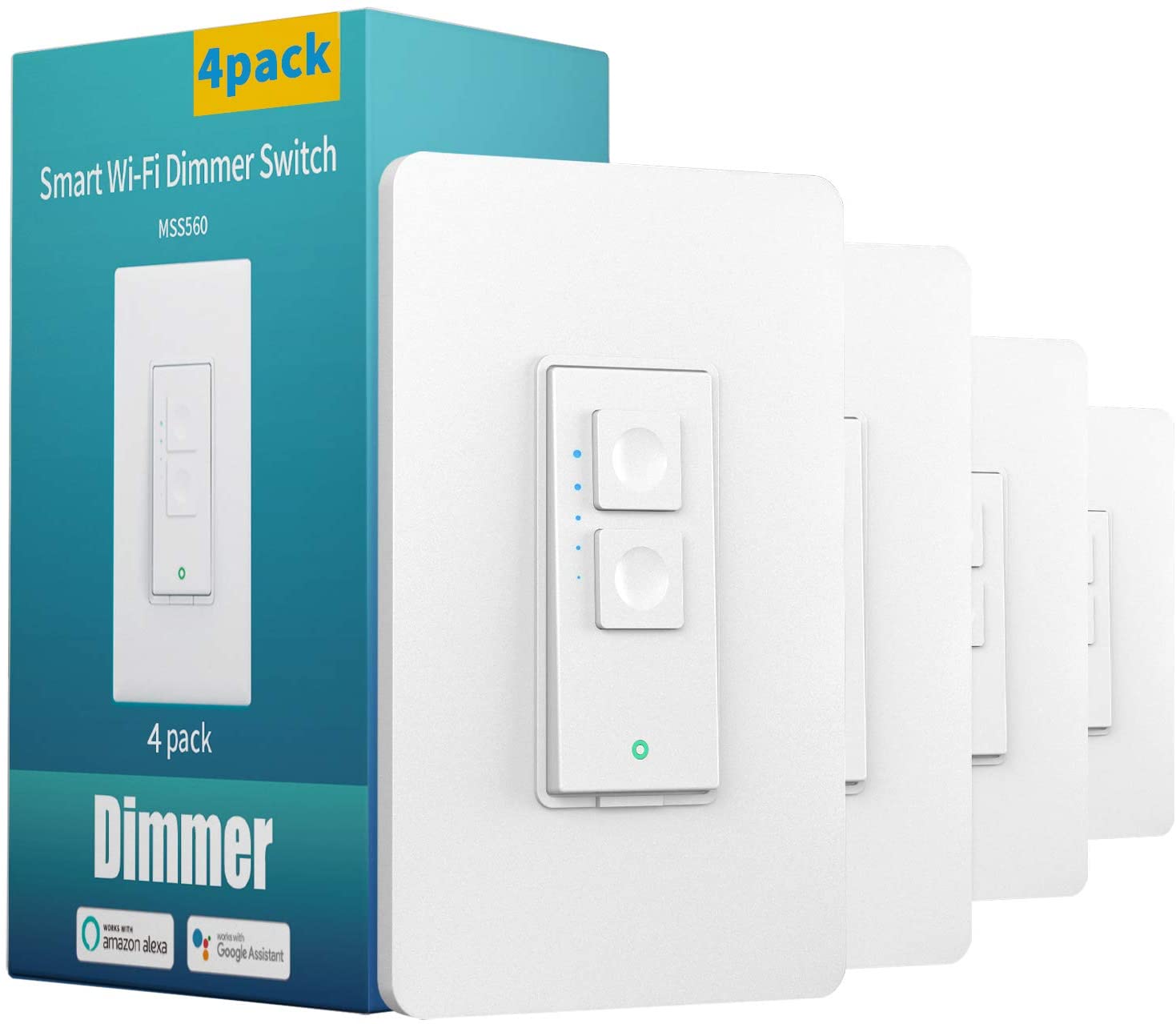Meross Smart Dimmer Switch Single Pole (Qty 4) [Alexa, Google Assistant ...