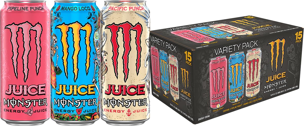 15-Pack 16-Oz Monster Juice Energy Drink (Papillon, Pacific Punch ...