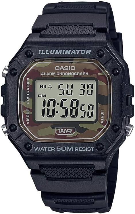 Men's Casio W218H Series Classic Camo Digital Watch (Black)