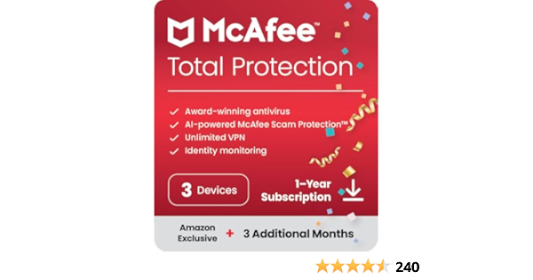 McAfee Total Protection 2024 Ready | 3 Devices | 15 Month Subscription ...