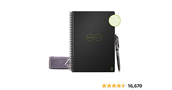 Rocketbook Smart Reusable Notebook - Lined Eco Friendly Notebook ...