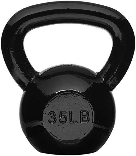 Amazon Basics Cast Iron Kettlebell with Enamel Finish, 35-Pound, Black ...