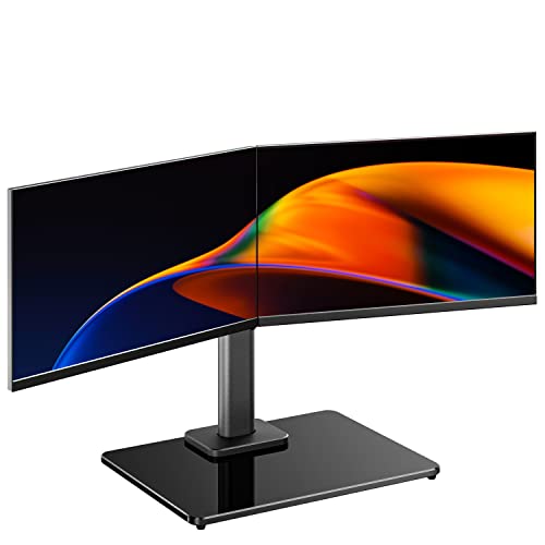 ErGear Freestanding Dual Monitor Stand w/ Tempered Glass Base (Mounts ...
