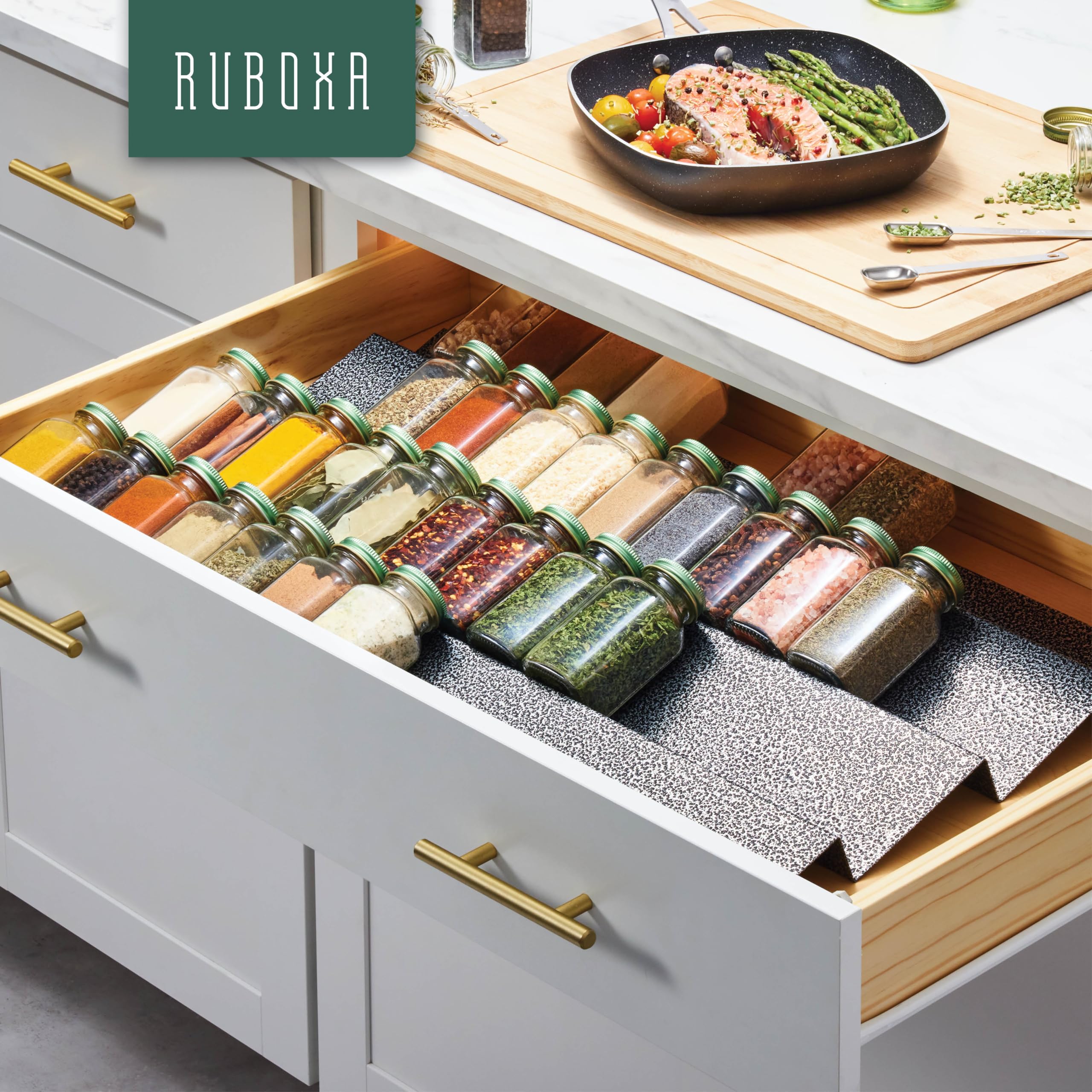 2-Pack Metal Expandable Spice Rack Drawer Organizer w/ Inclined Racks ...