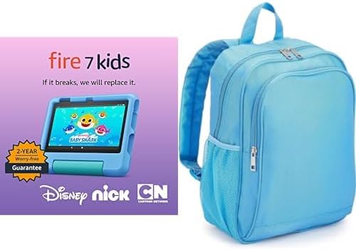 Amazon Fire 7 Kids Tablet (16 GB, Blue) + Backpack (Blue) OR Amazon ...