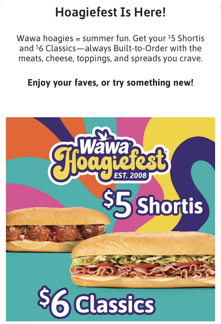 Hoagie Fest at Wawa - $5 Shorti and $6 Classic Hoagies / subs ...